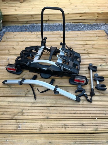 Thule VeloCompact 927 Three Bike Tow Bar Mounted Bike Rack with 4th ...