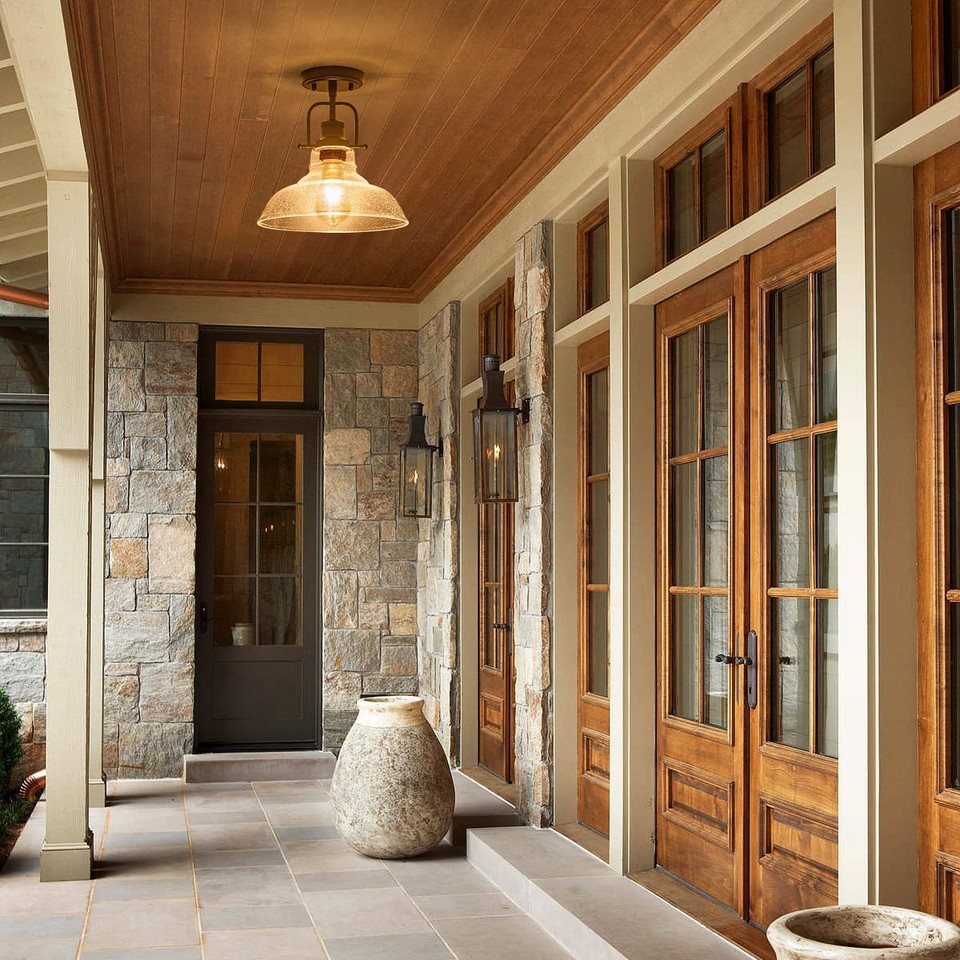 Flush Mount Ceiling Light Fixture Bulb Included Black Metal Frame ...