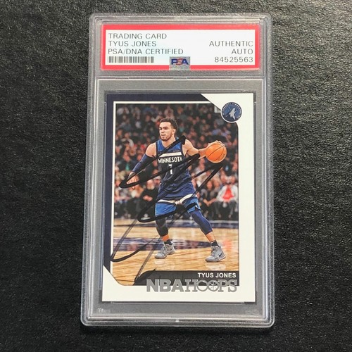 2018-19 NBA Hoops #230 Tyus Jones Signed Card AUTO PSA Slabbed ...
