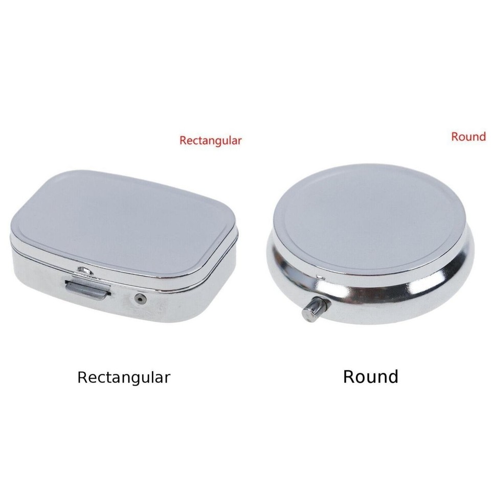 Pill Box Tablet Case Organizer Silver Small Storage Travel Medicine Box | eBay UK