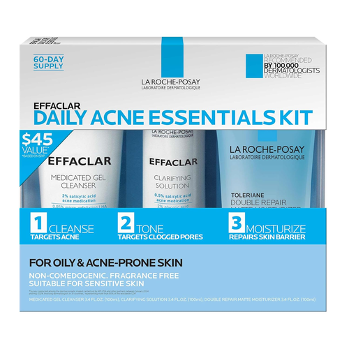 Effaclar Daily Acne Essentials Kit, Acne Treatment System, Salicylic ...