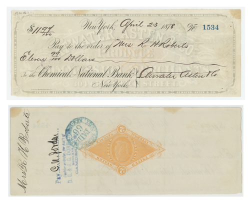 RN-G1b INVERTED IMPRINT ON BACK, Atwater Asten & Co bank check/draft ...