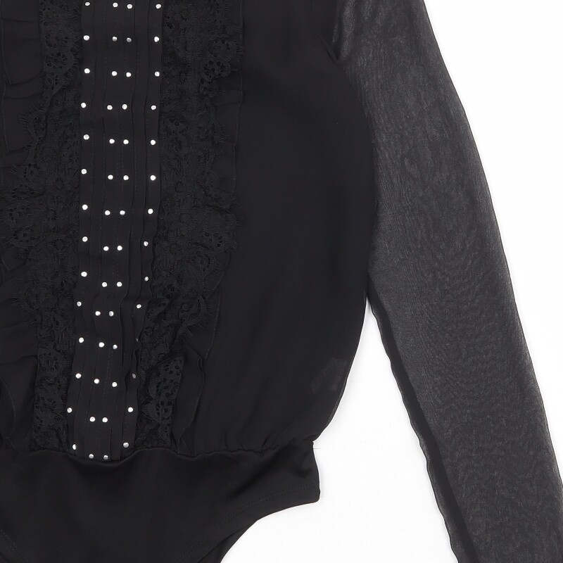 River Island Womens Black Polyester Bodysuit One-Piece Size 6 Snap ...