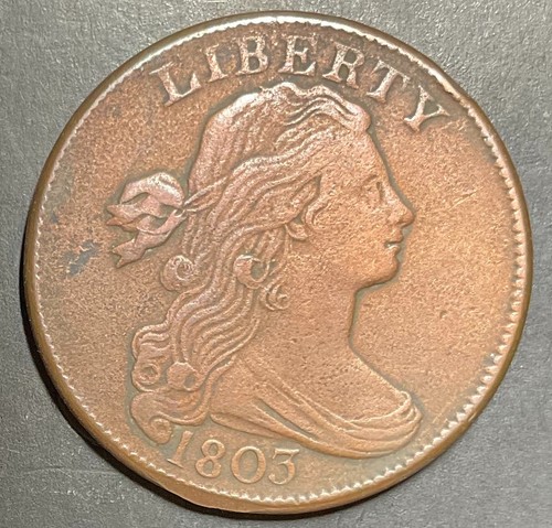 1803 Draped Bust Large Cent Lg Fr Sm Dt rare colonial coin nice ...
