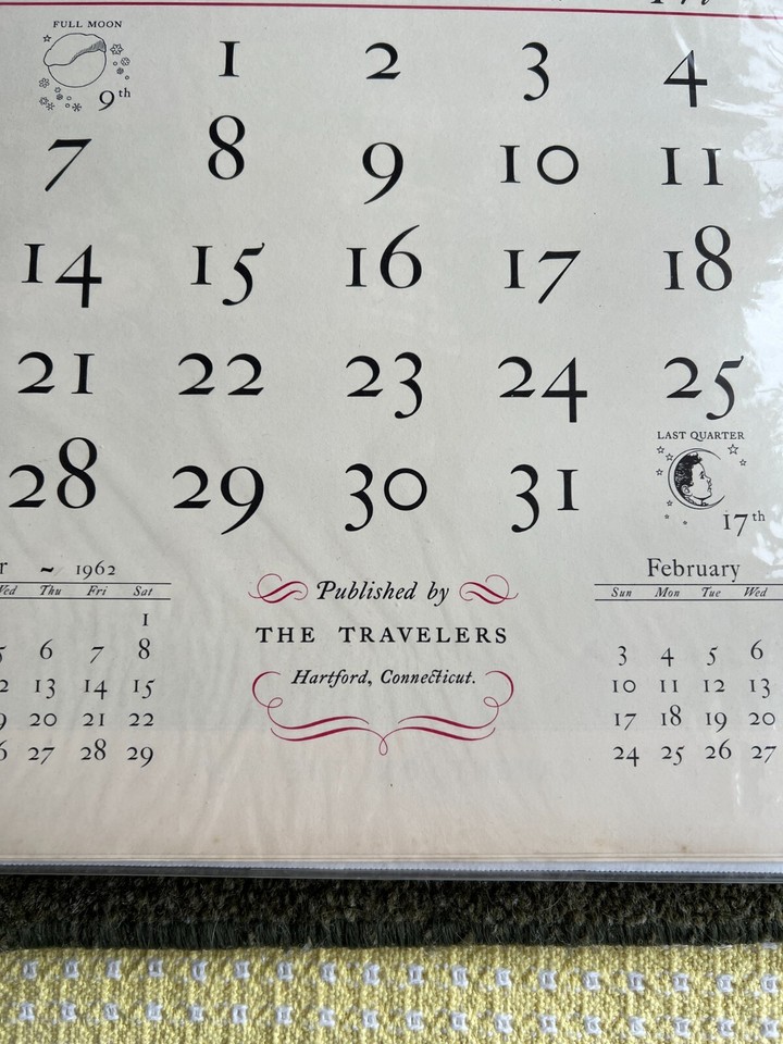 Vintage 1963 Currier & Ives Travelers Insurance Wall Calendar - Intact ...