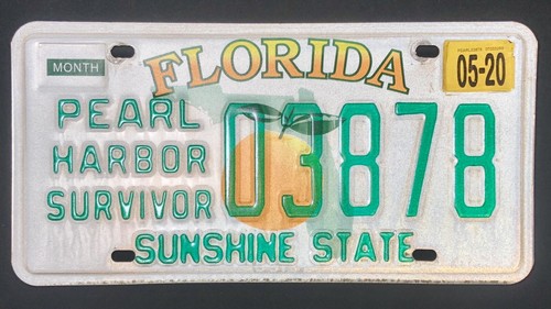Pearl Harbor Survivor Florida State License Plate # 03878 | eBay