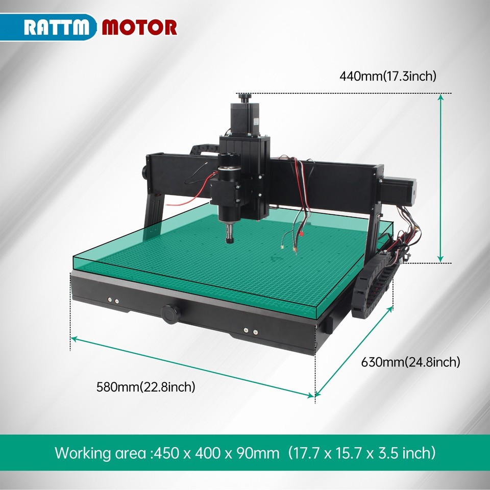 500W 3 Axis 4540 Plus CNC Router Milling Laser Engraving Cutter Machine ...