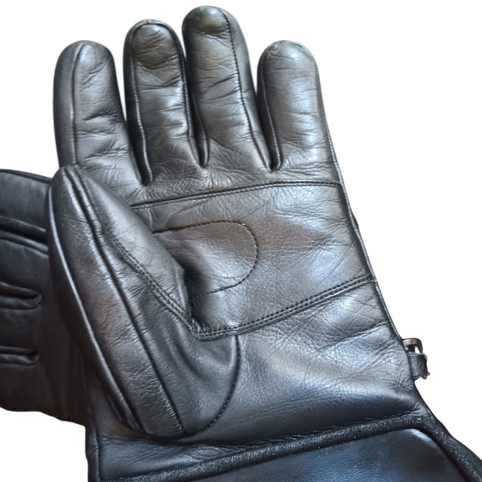 Men's Medium Biker Gauntlet Gloves Custom Chrome Motorcycle Leather ...