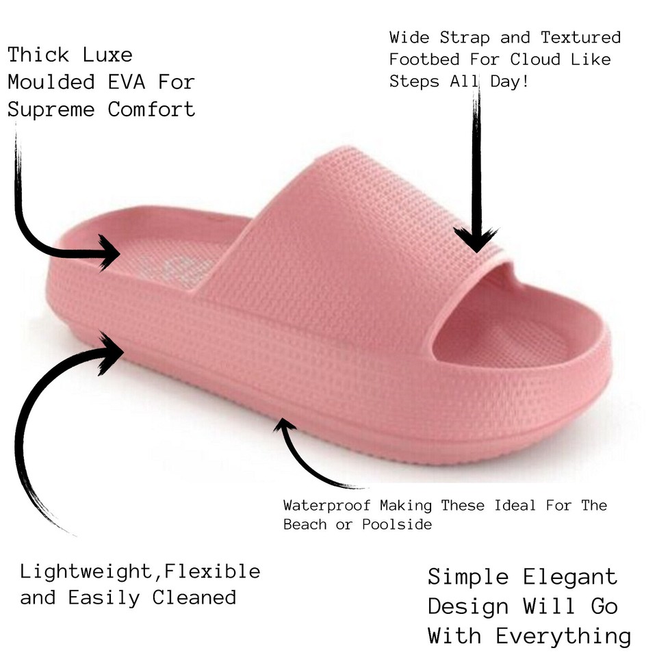 Womens Pillow Sliders Slides EVA Comfort Summer Shower Beach Sandals ...