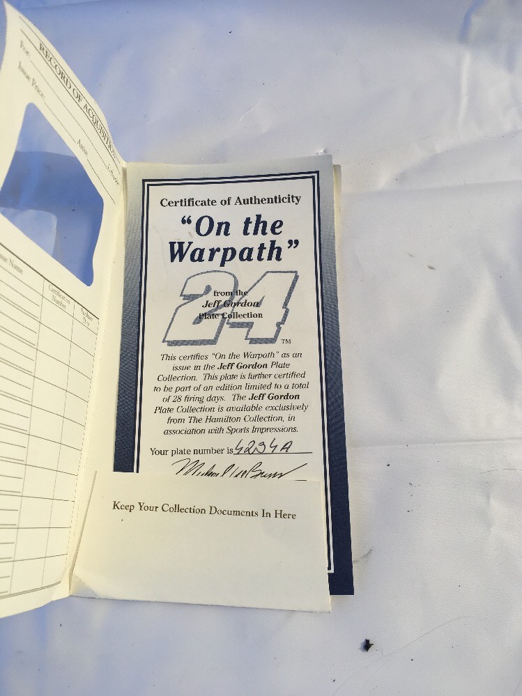 JEFF GORDON PLATE 1996 NASCAR HAMILTON COLLECTION ON THE WARPATH 7" | eBay