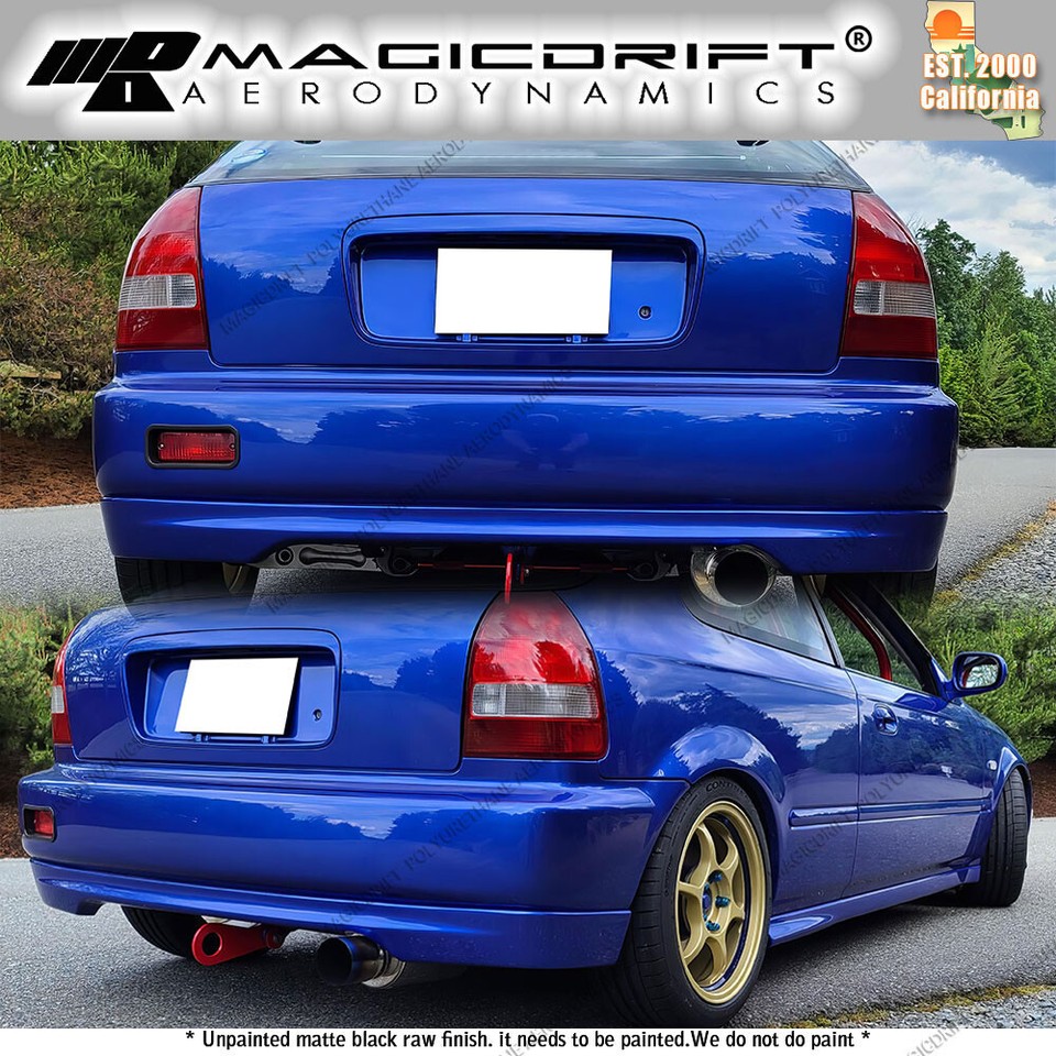 For 96-00 Honda Civic EK9 Type R CTR REAR Bumper PU Lip 3DR Hatchback ...