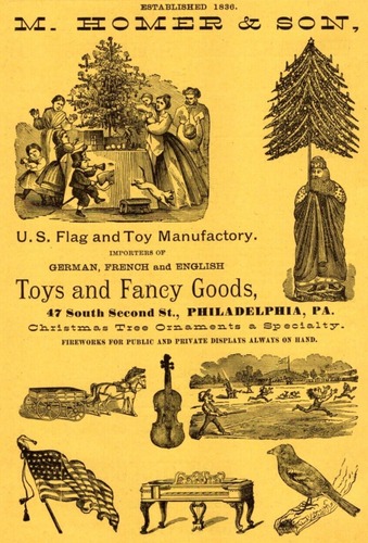 1887 M HOMER & SON Toys & fancy Goods US Flag Toy Mfrs 2 Sided PA ...