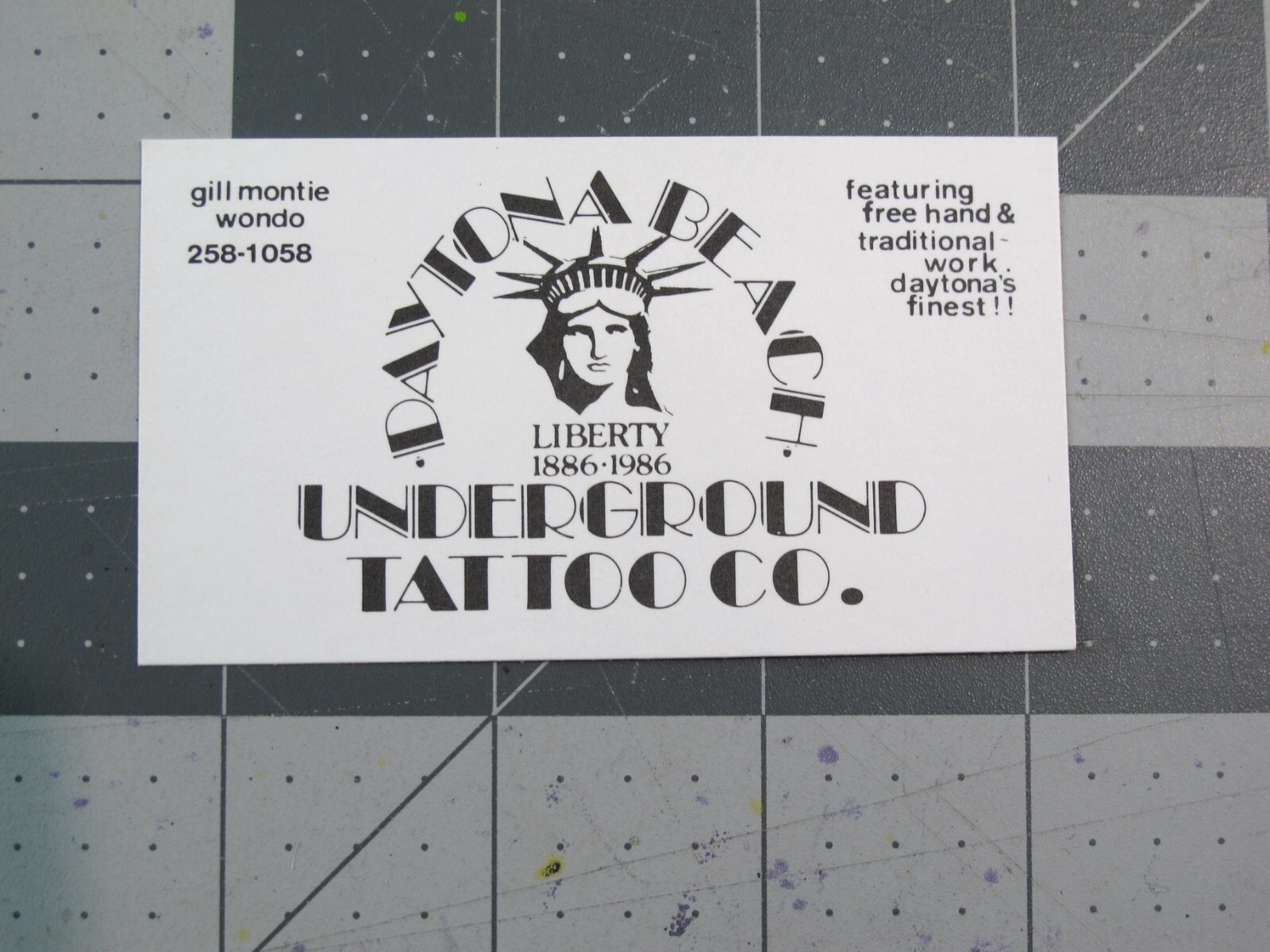vtg 1970s 80s Tattoo business card - Daytona Beach Underground Gill ...