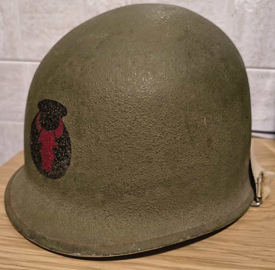 WW2 M1 helmet Red Bull division Named | eBay