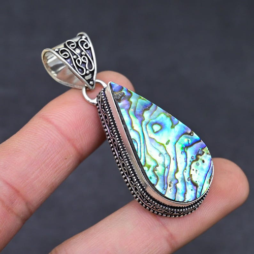 Abalone Shell Gemstone Handmade 925 Sterling Silver Jewelry Pendant ...