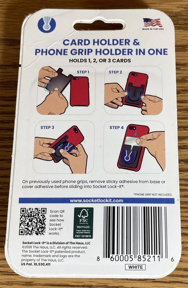 Socket Lock-It, Adhesive Card Holder + Phone Grip Holder in One NEW ...