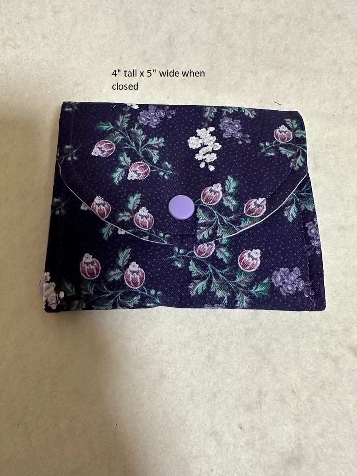 Handmade Purple Majesty Calic Cotton Fabric trifold wallet / Billfold w ...