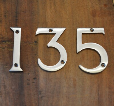 Satin Chrome 3" - 75mm Door House Numbers (Eclipse) | eBay UK