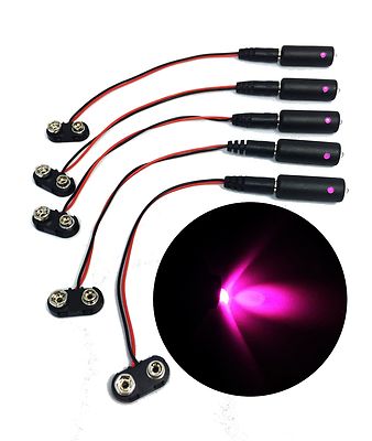 5 pcs purple / magenta LED micro effects light for prop scenery 9V MEL ...