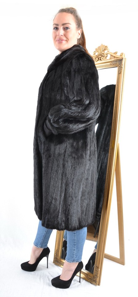 US4824 REAL MINK FUR COAT RANCH MINK FEMALE SKINS SIZE L - NERZMANTEL ...