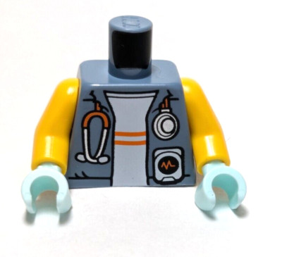 Lego - Minifigure Torso - Blue Sleeveless, Gloves, Stethoscope, Doctor ...