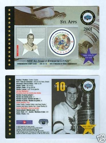 Syl Apps 2001 NHL Post Special Edition Stamp Card 01' Toronto Maple ...