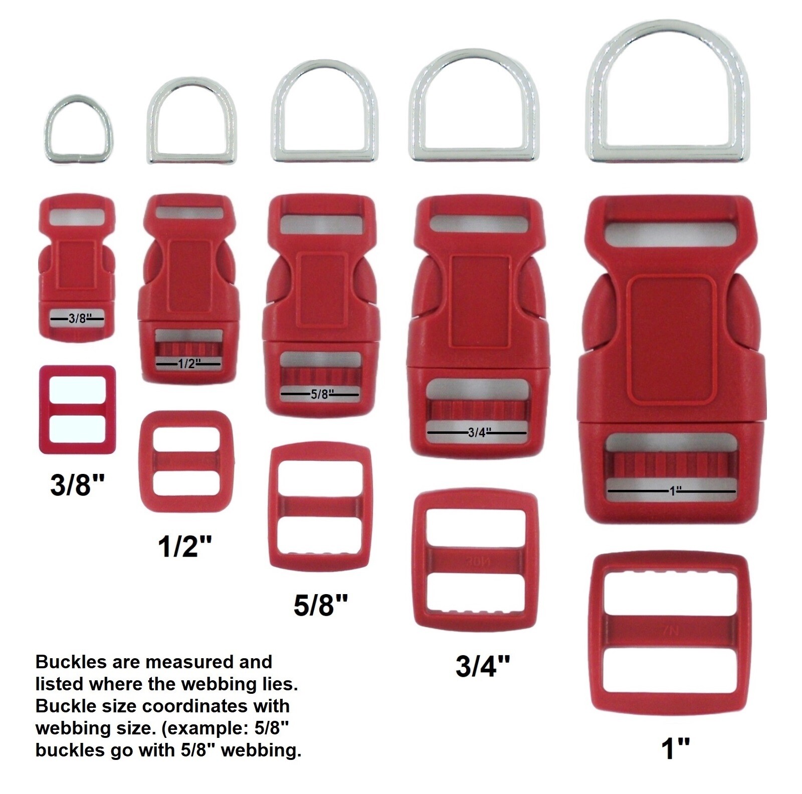 1" Colored Dog Collar HARDWARE KITS Pink Blue Set of 4 buckle-slide-D ...