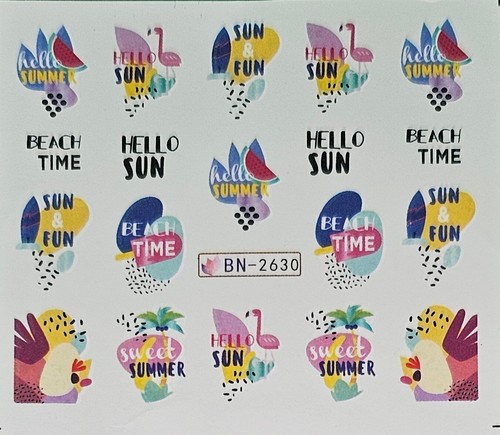 Nail Art Water Decal Transfer BN-2630 Assortment of summer theme ...