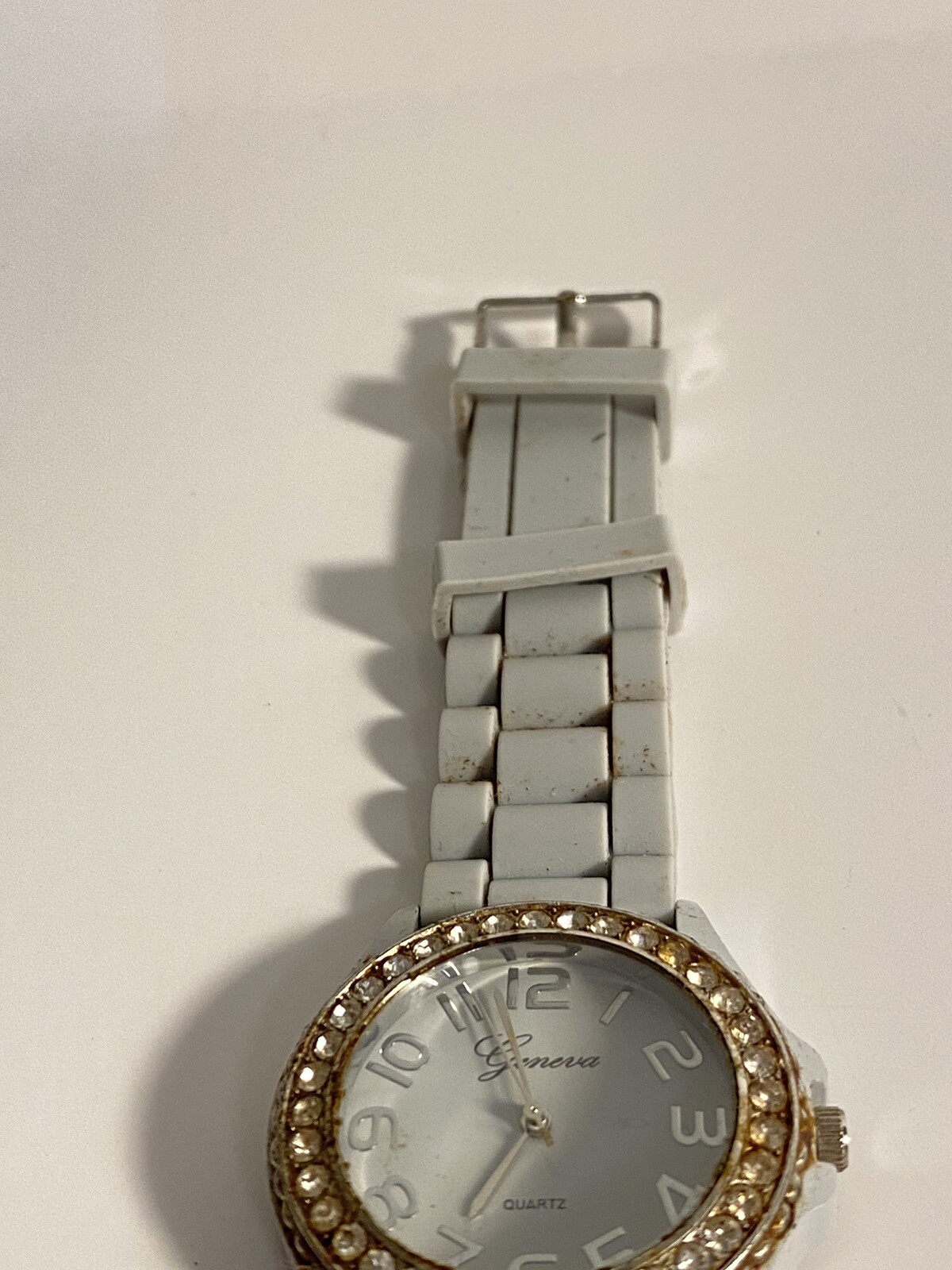 Geneva Grey/Gray Women's Wrist Watch with Rhinestone Crystals Silicone ...