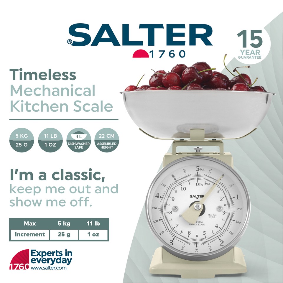 Salter Kitchen Scale Timeless Mechanical 5kg Capacity Dishwasher Safe ...