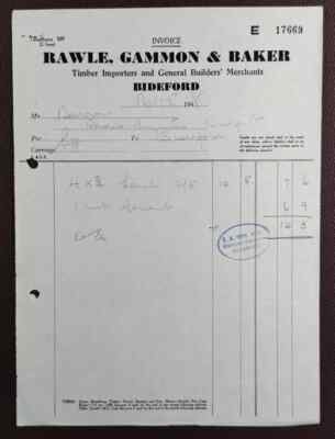 1948 Rawle, Gammon & Baker Timber Merchants, Bideford Invoice | eBay UK