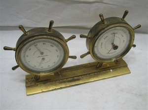 Airguide Brass Ship's Wheel Nautical Weather Station Thermometer ...