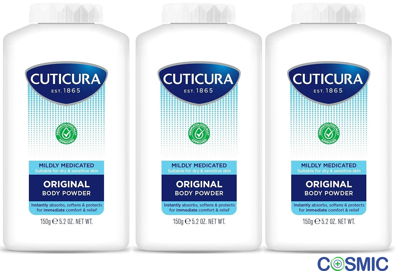 3 X Cuticura Mildly Medicated Original Body Talcum Powder 150G ...