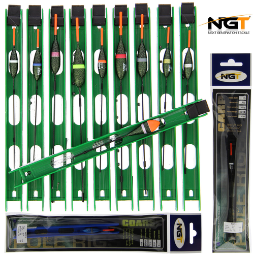 10 x POLE FISHING FLOAT RIGS NGT POLE RIGS CARP FISHING TACKLE READY ...