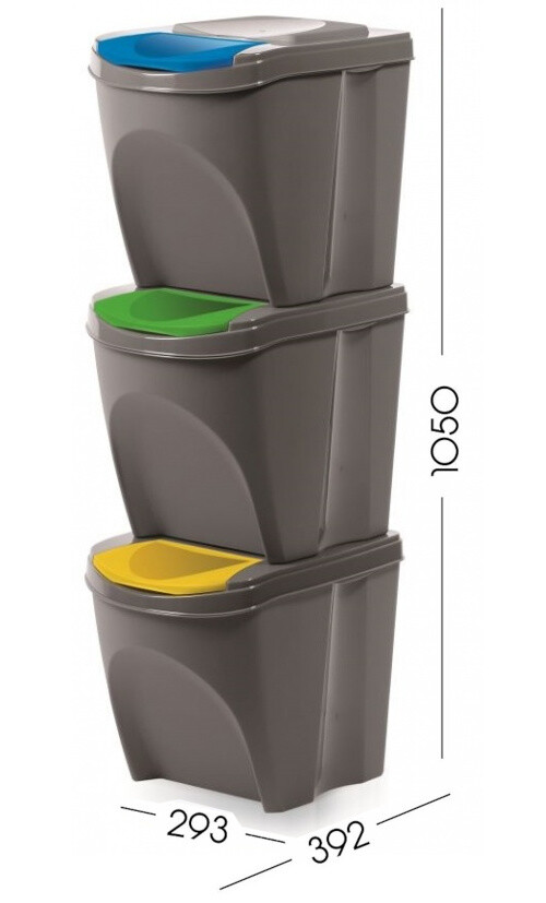 Recycling Sorting Bins with Lid Grey Black White Large Stackable | eBay UK