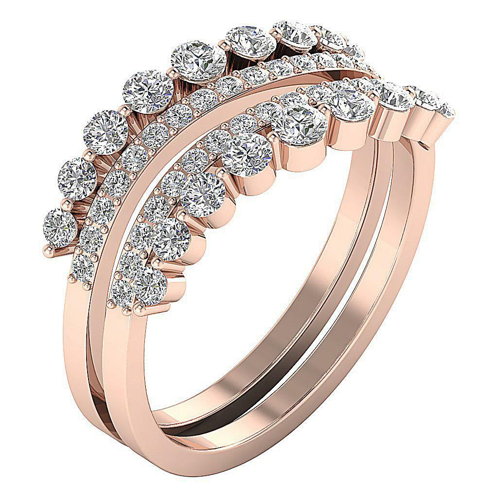 Journey Engagement Double Ring Natural Diamond SI1 G 1.00 Ct Prong Set ...