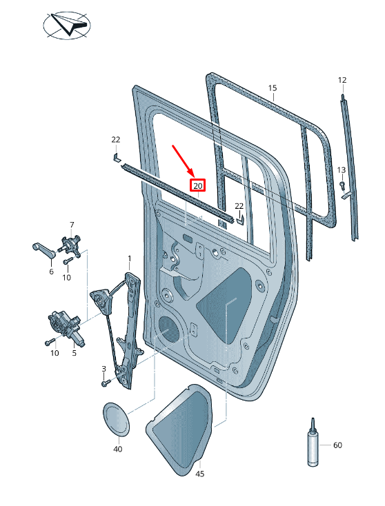 VW AMAROK 2H Rear Right Inner Window Aperture Seal 2H7839472E9B9 NEW ...