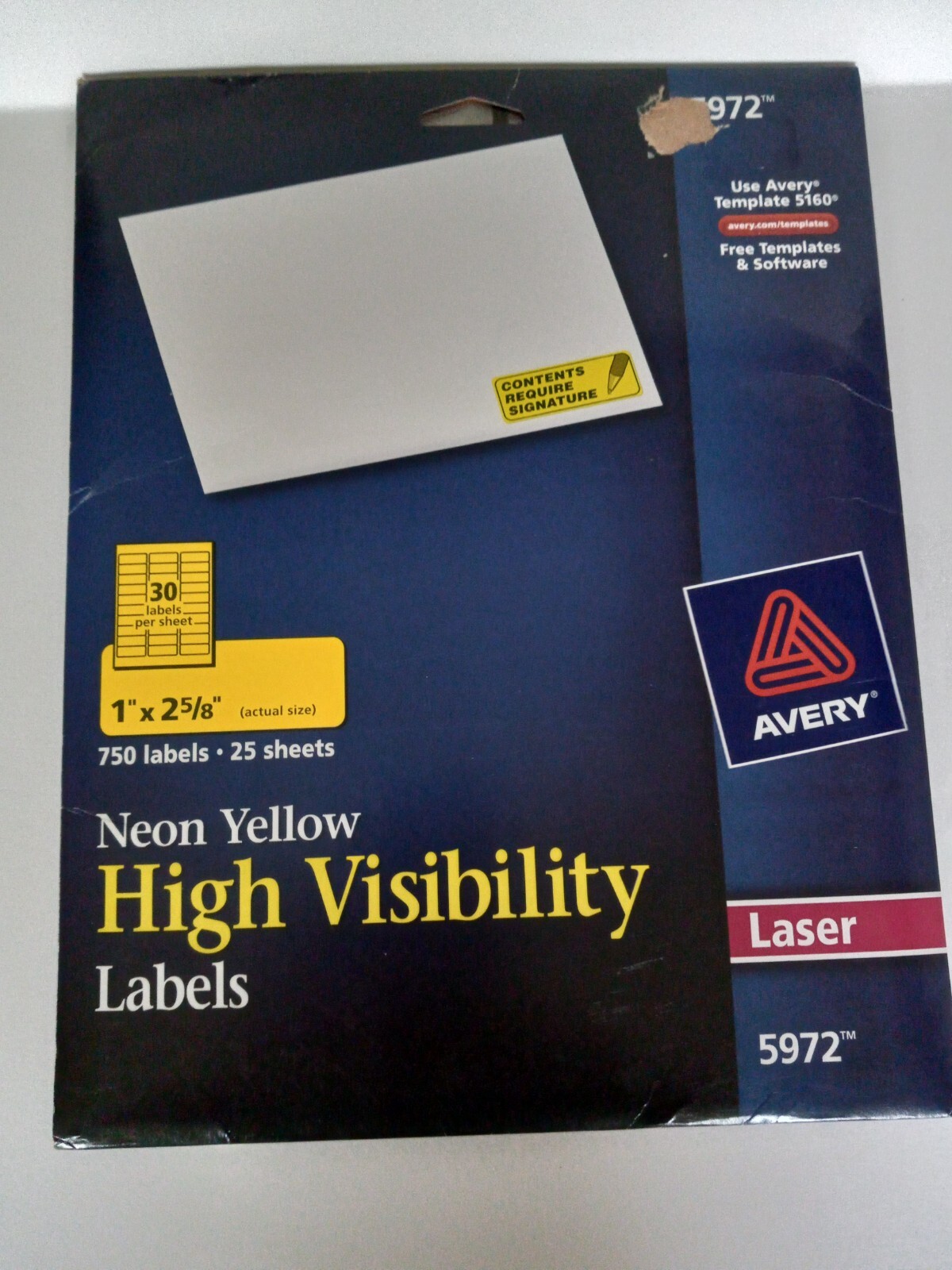 Avery Neon Yellow Address Laser Labels 1" x 2-5/8", 750 Stickers #5972 ...