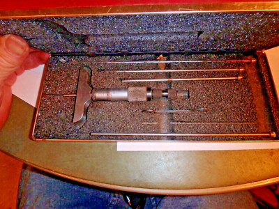 1G- STARRETT working 440 depth gage set 0-6" missing one rod and 2 ...