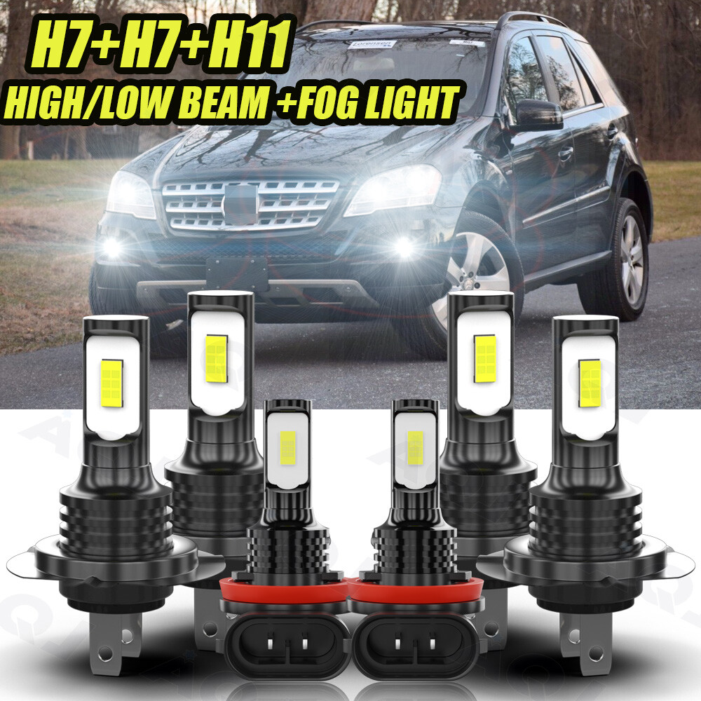 For Mercedes-Benz ML350 2006-2011 Combo LED Headlight Fog Light Bulbs ...