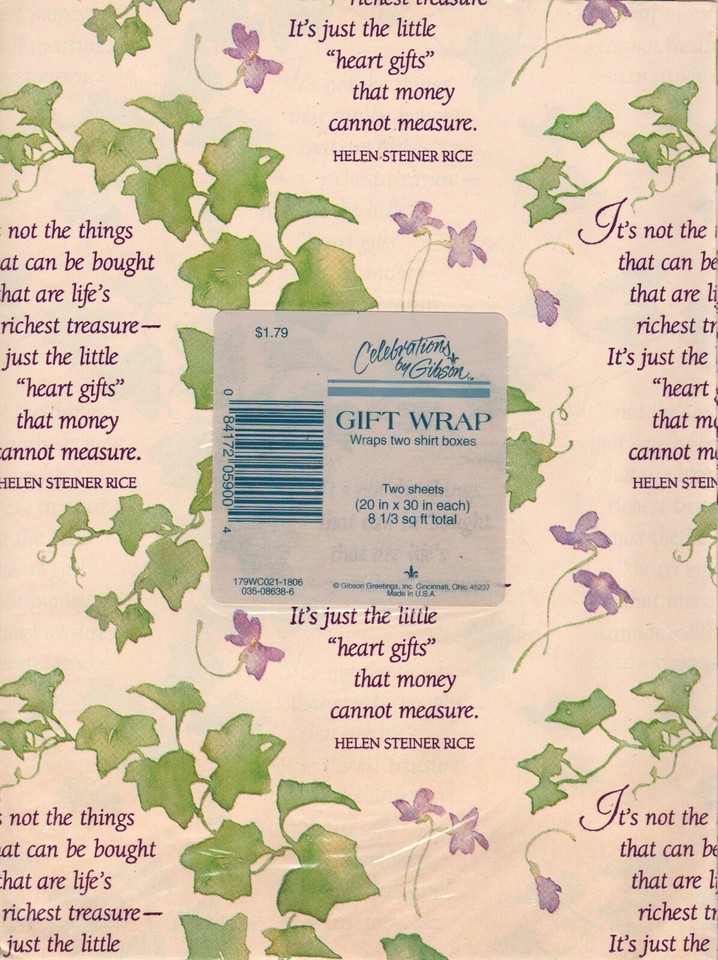 Vintage All Occasion Gift Wrap Helen Steiner Rice Quote, Ivy Wrapping ...