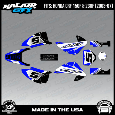 Graphics Kit for HONDA CRF150F CRF230F (2003-2007) Venom - Blue | eBay