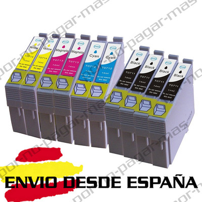 10 CARTUCHOS DE TINTA COMPATIBLE NON OEM EPSON STYLUS DX8400 DX8450 ...