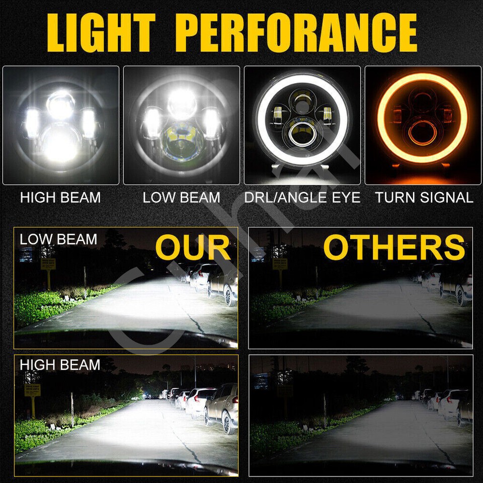 DOT 7" inch Round Led Headlight Hi/Lo Beam fit Mack Granite 2001-2007 ...