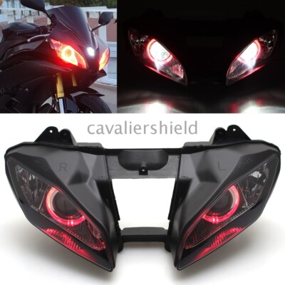 Assembly Headlight HID Projector Red Angel Eyes Headlamp For Yamaha YZF ...