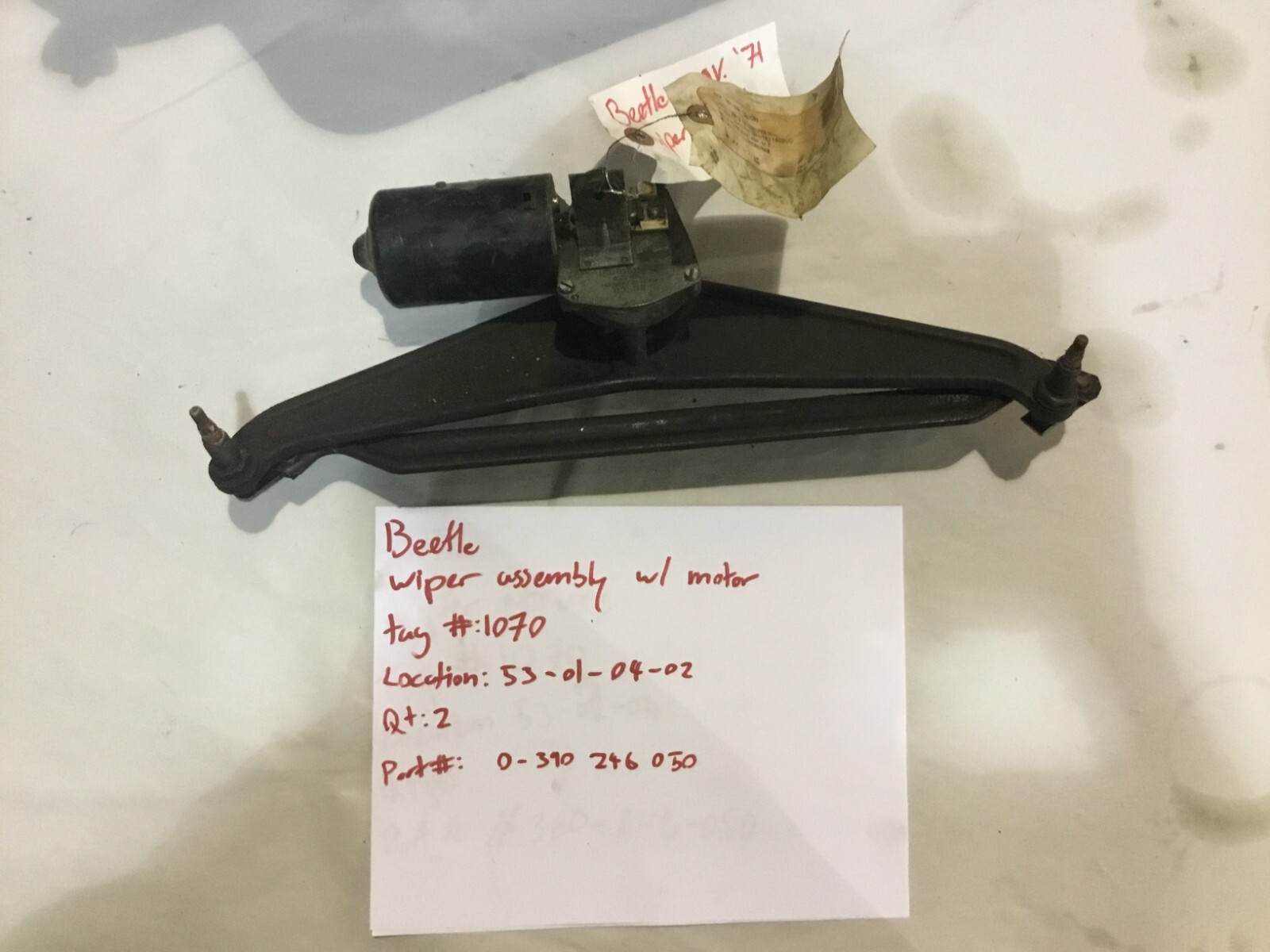 1970-1977 VW Bug Wiper Assembly Front | 113955611B | OE | Steel | Easy ...