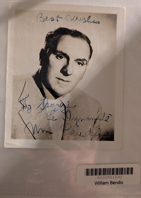 WILLIAM BENDIX Inscribed & Signed Original B&W Photo | eBay