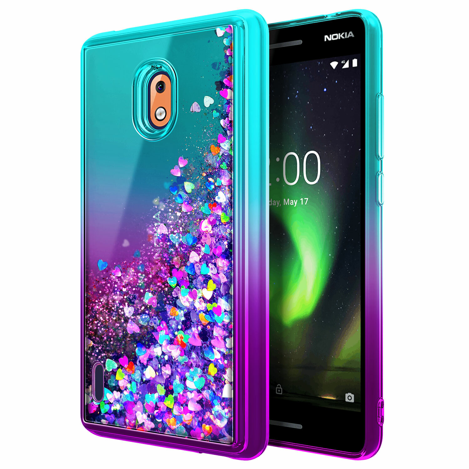 For Nokia 3.1 A / Nokia 3.1 C Case [Liquid Glitter] Bling Cover ...