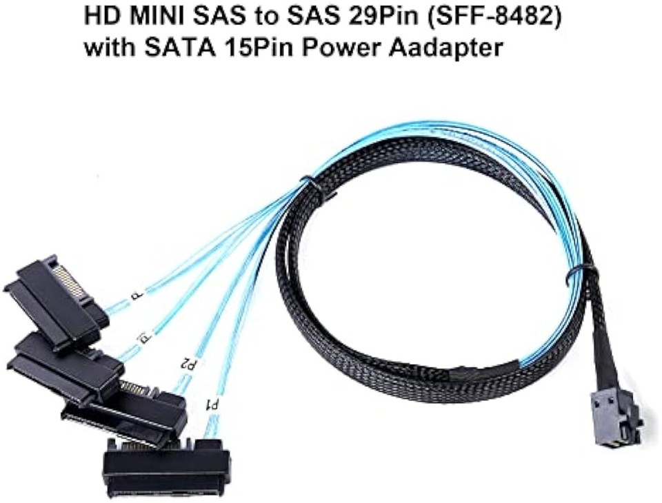 Mini SAS HDD SFF-8643 to 4 SFF-8482 Connector with Power Port Hard ...
