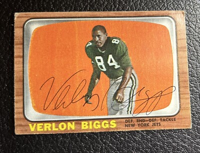 Verlon Biggs Signed Autographed 1966 TOPPS Card # 90 NY JETS | eBay